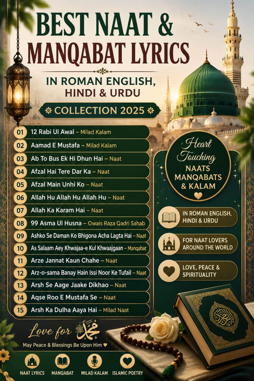 Soulful Naat & Manqabat Lyrics Collection | Roman English, Hindi & Urdu